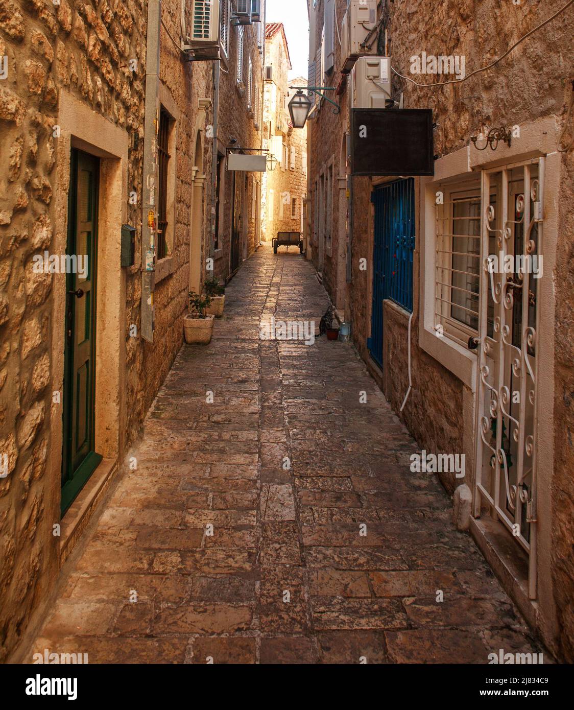 Streets of the old stone city, medieval Mediterranean architecture ...