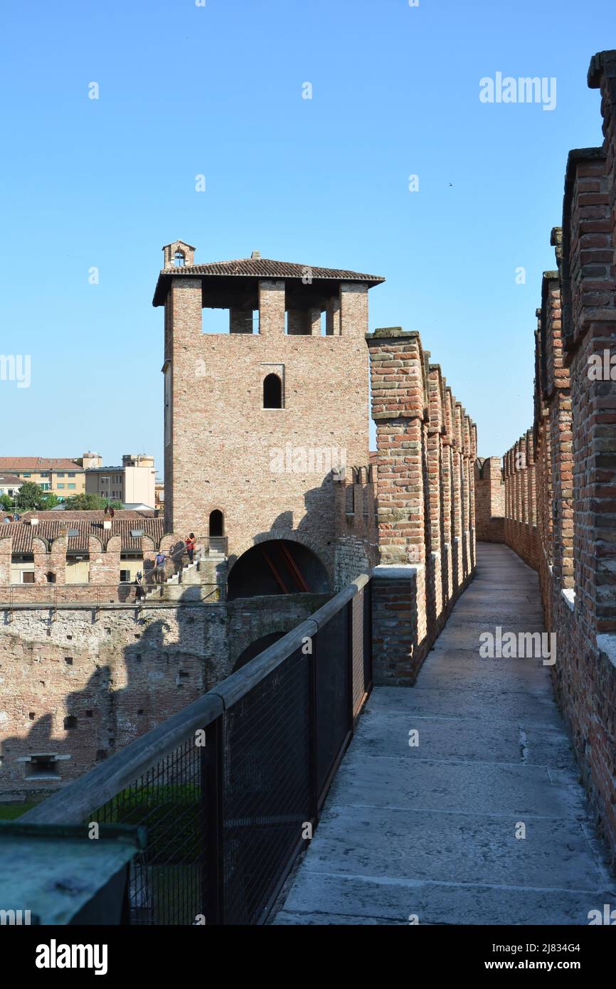 Verona, Italy, partial view of the fortifications of Verona's old ...