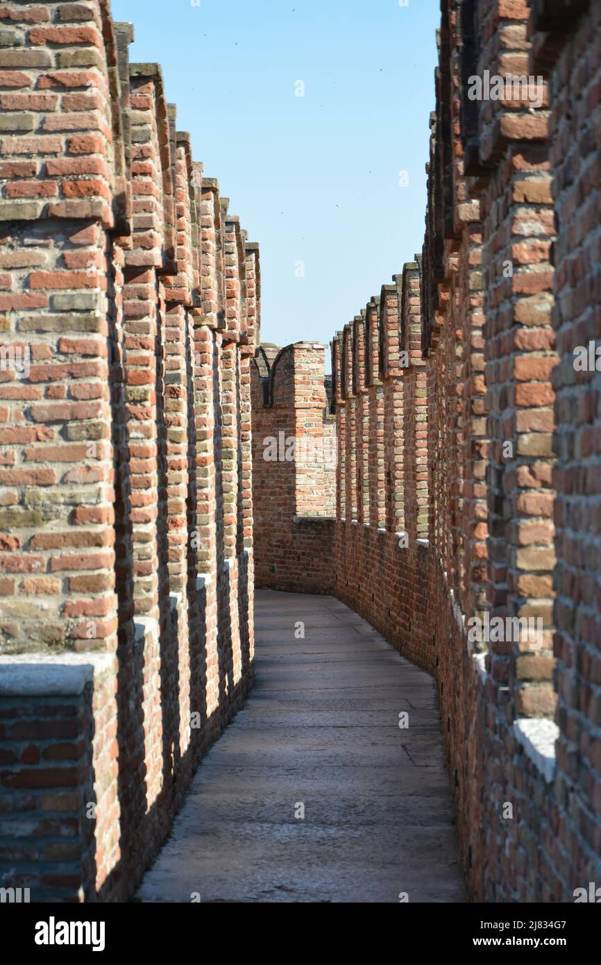 Verona, Italy, partial view of the fortifications of Verona's old ...