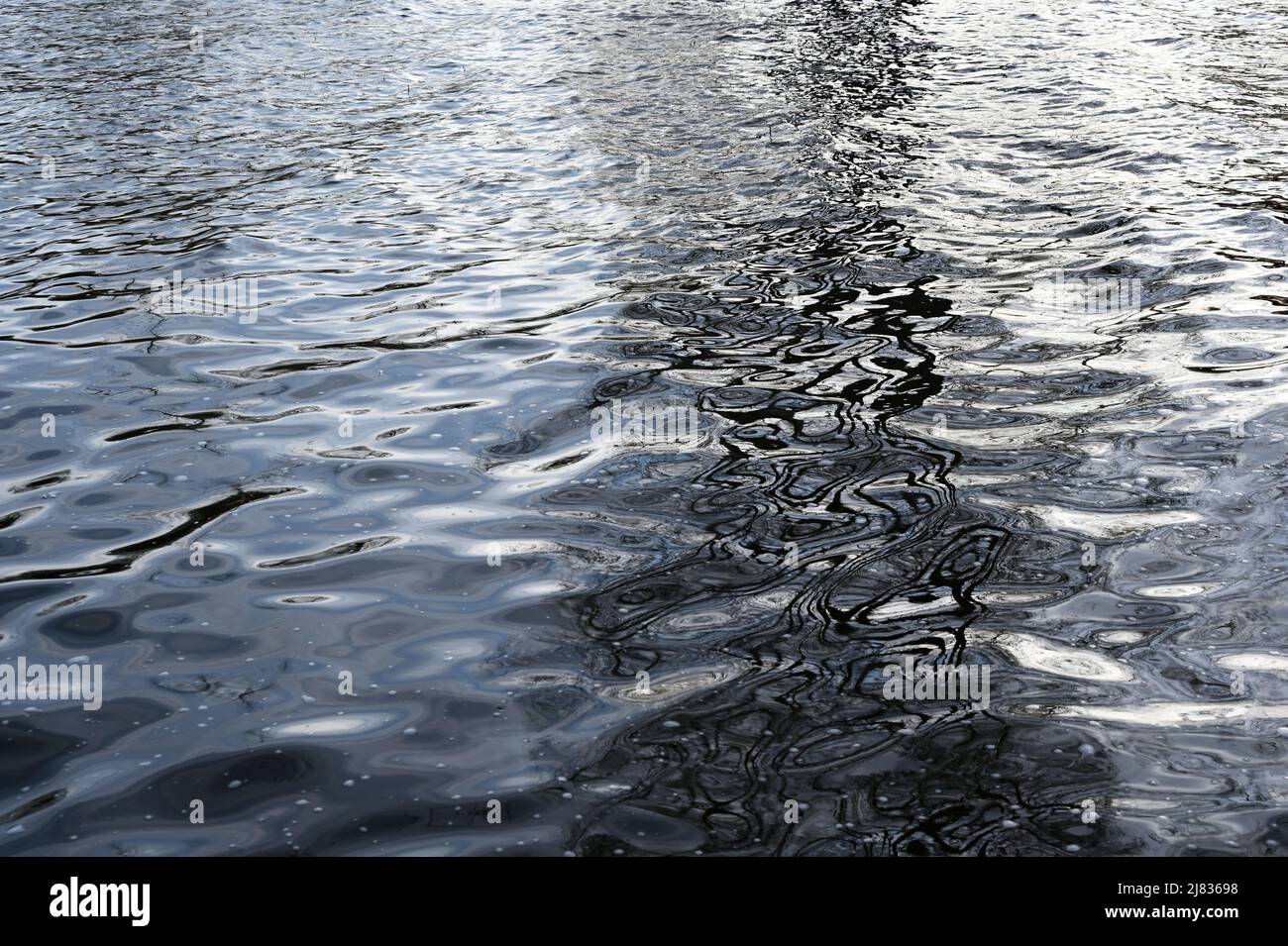 water surface with waves and reflections, interference effect Stock ...