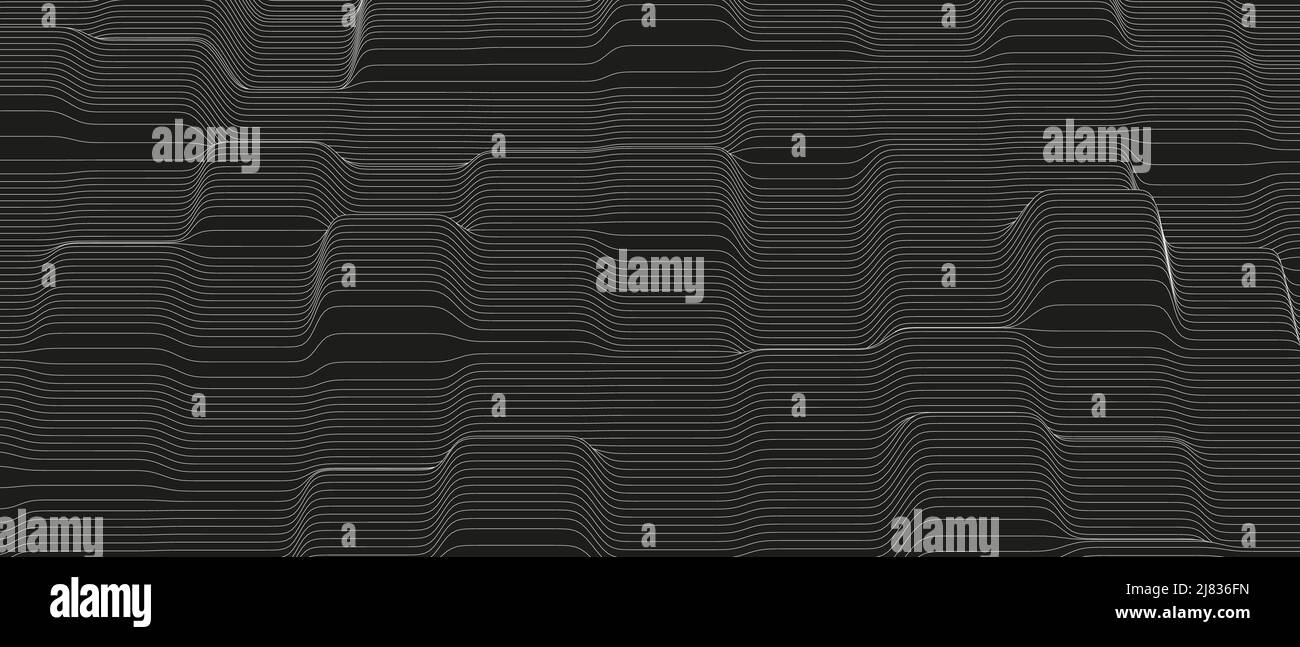 Monochrome sound line waves abstract background . Distorted line shapes ...
