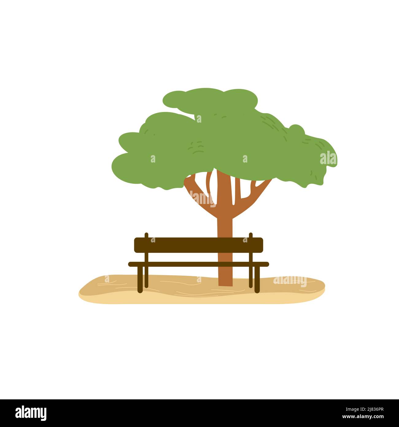 Flat cartoon scenery objects,city park elements vector illustration ...