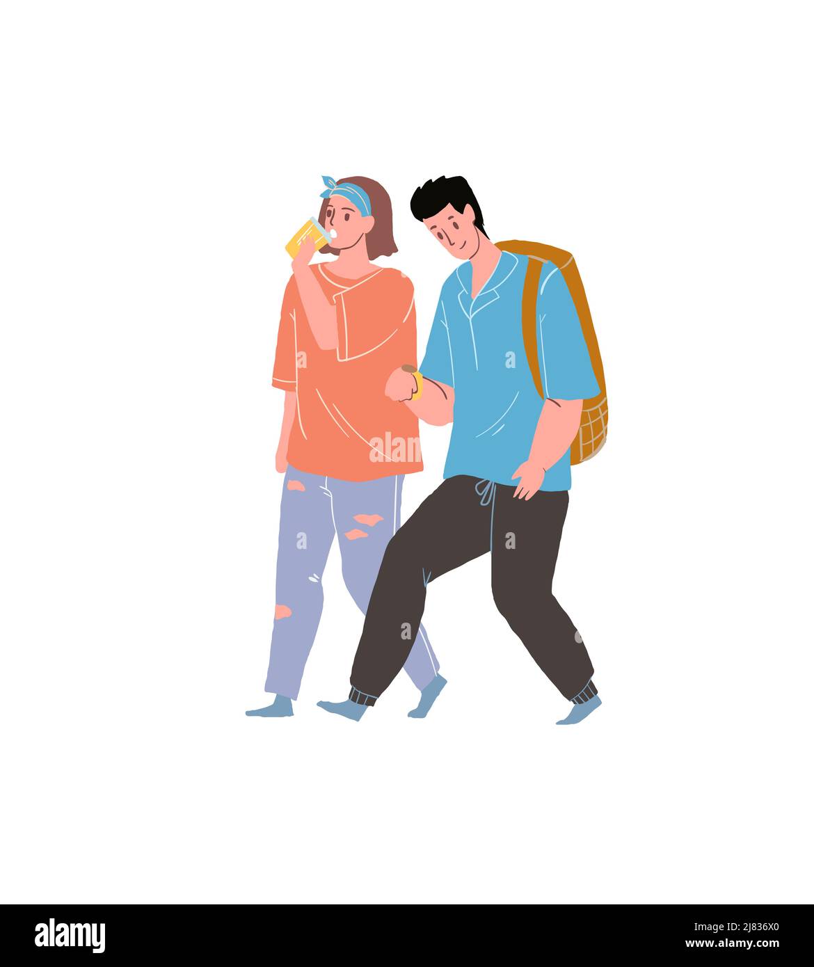 Flat cartoon happy characters couple,friendship and love vector ...