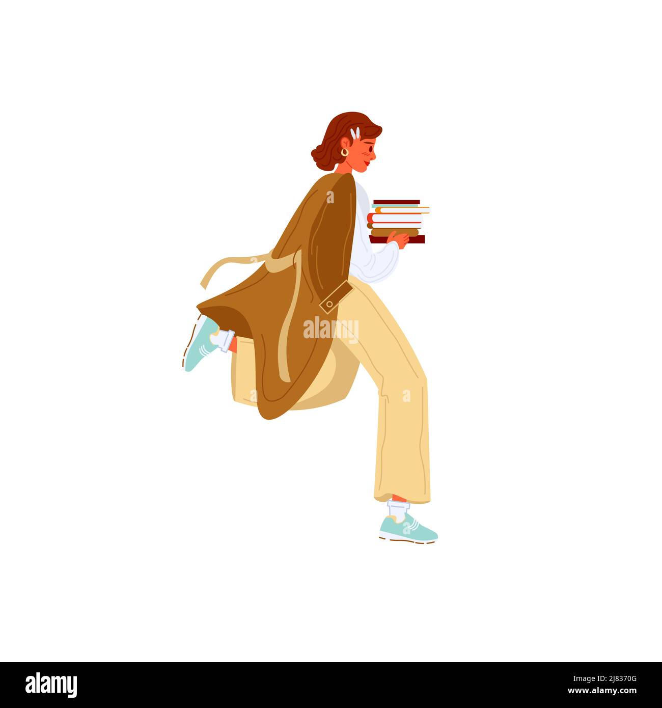 Flat cartoon running student character,time management and education ...