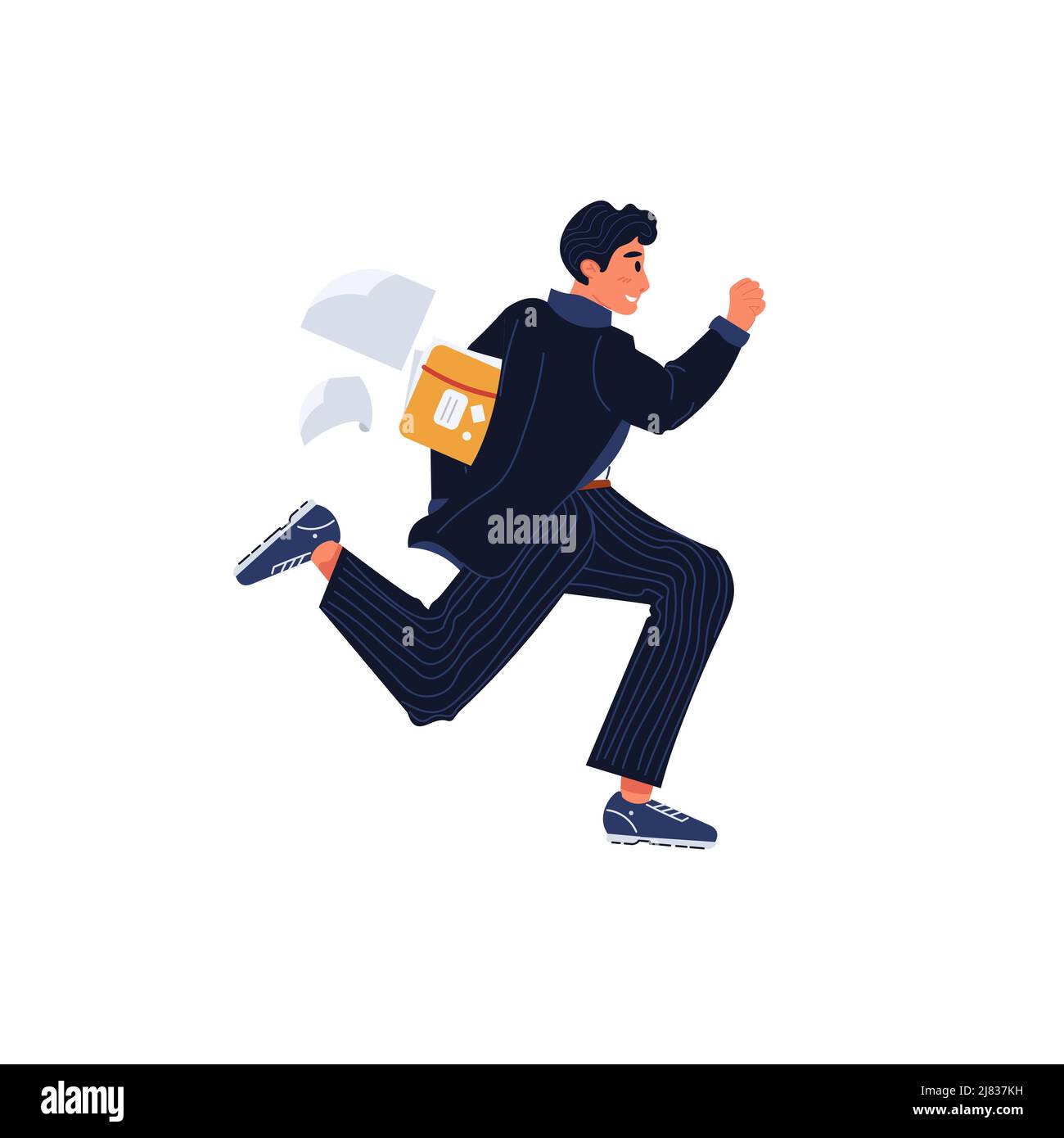 Flat cartoon running office character,workflow and time management ...