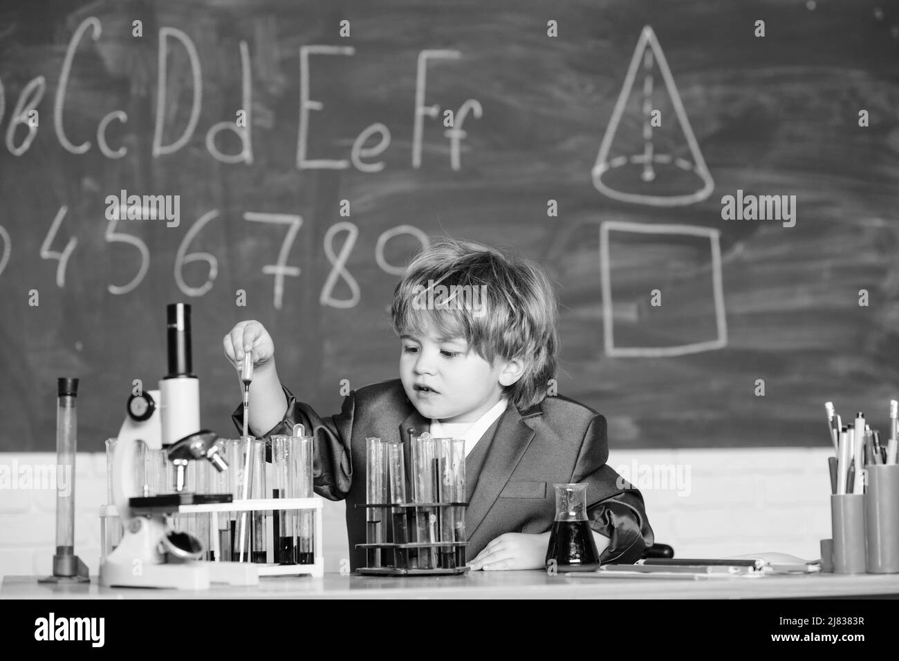 Knowledge concept. Kid study biology chemistry. Knowledge day. Basic ...