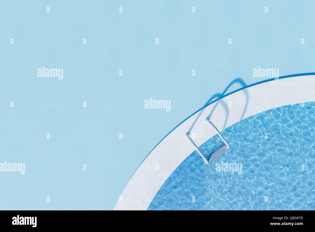3D rendering aerial view of outdoor swimming pool with transparent blue ...