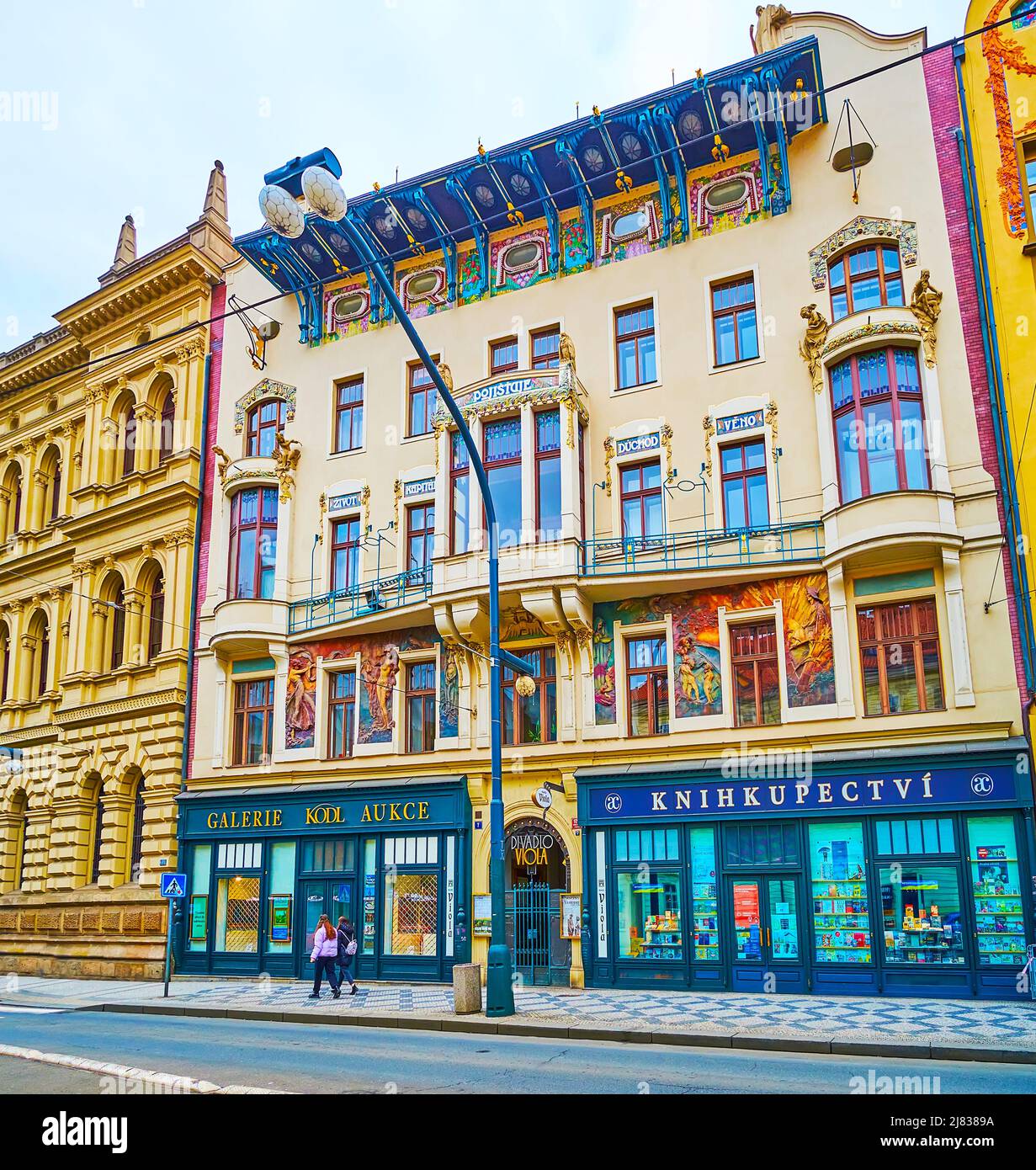 PRAGUE, CZECH REPUBLIC - MARCH 5, 2022: The ornate facade of Divadlo ...