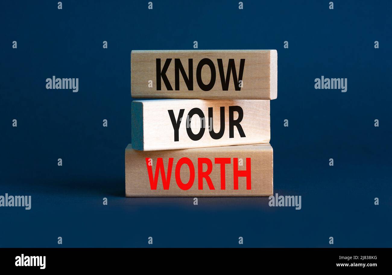 Know your worth symbol. Concept words Know your worth on wooden blocks ...