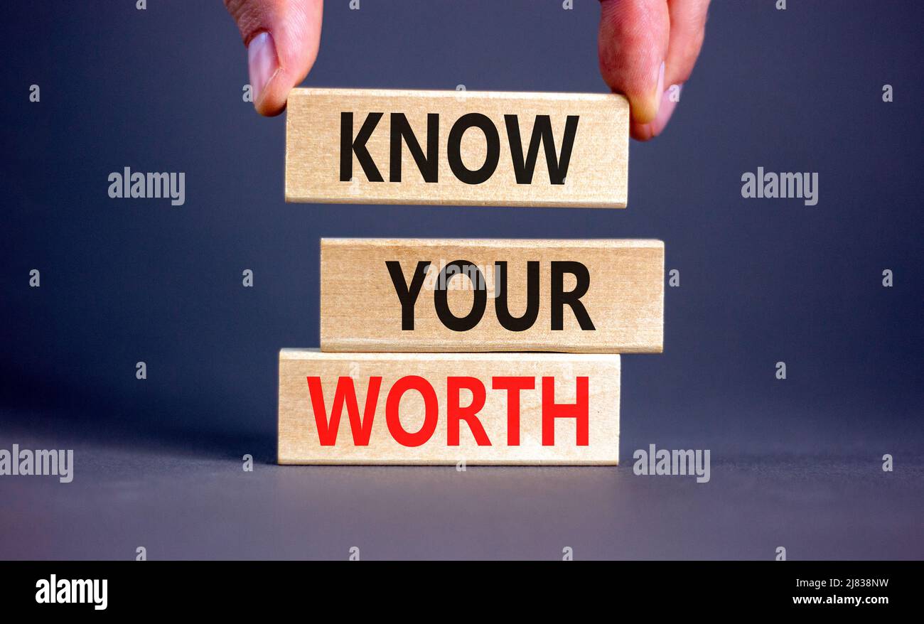 Know your worth symbol. Concept words Know your worth on wooden blocks ...