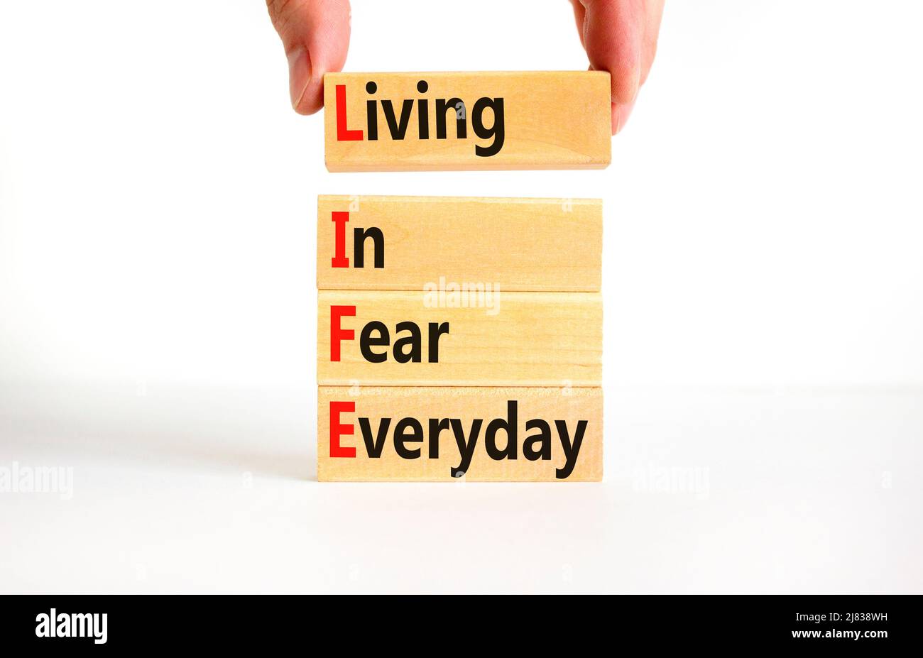 LIFE living in fear everyday symbol. Concept words LIFE living in fear ...