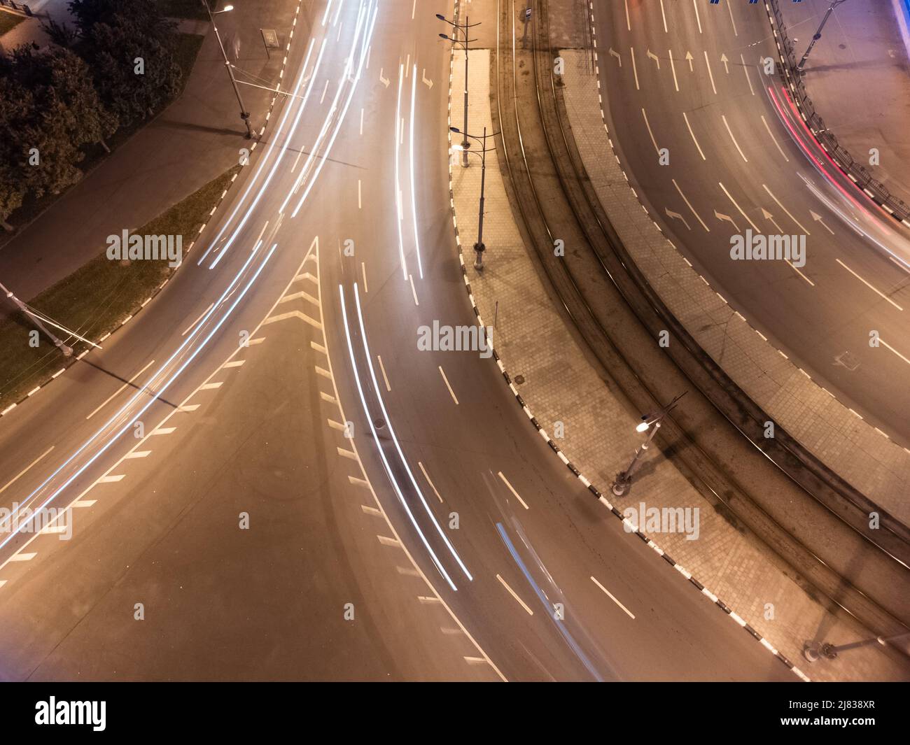 Aerial view night traffic in hi-res stock photography and images - Alamy