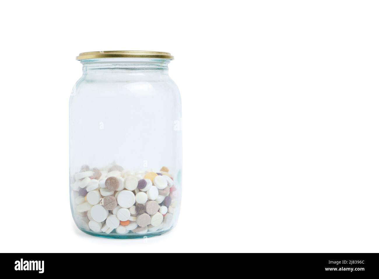 Glass jar with pills, on a white background. Stock medicines Stock ...