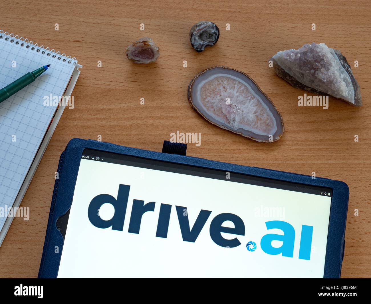 In this photo illustration Drive.ai, a subsidiary of Apple Inc. logo ...