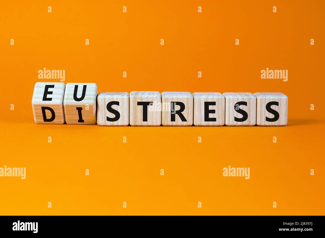 Eustress or distress symbol. Turned wooden cubes and changed the ...