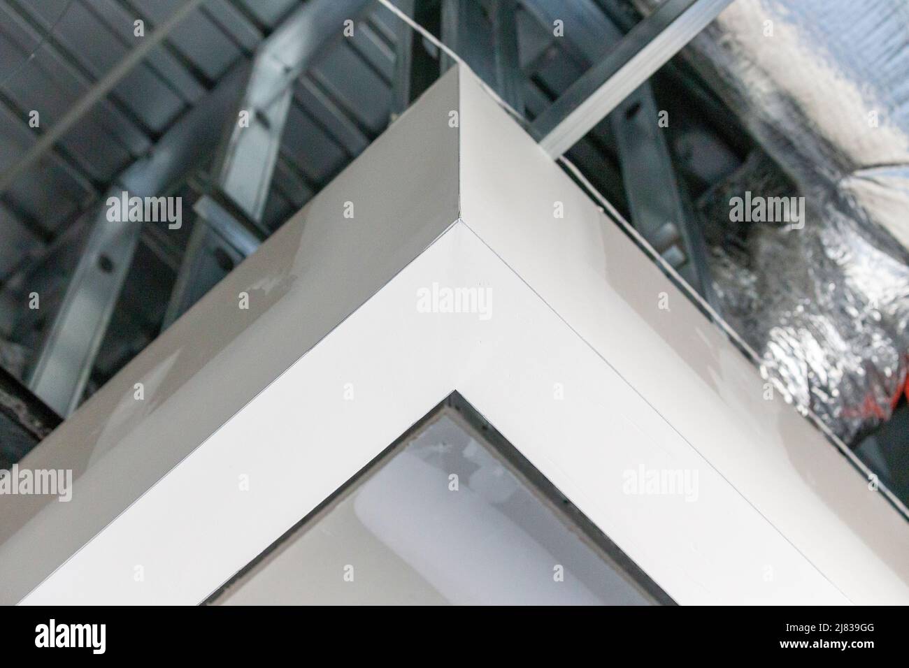 Overhead drywalled soffits in a commercial building. New Construction ...