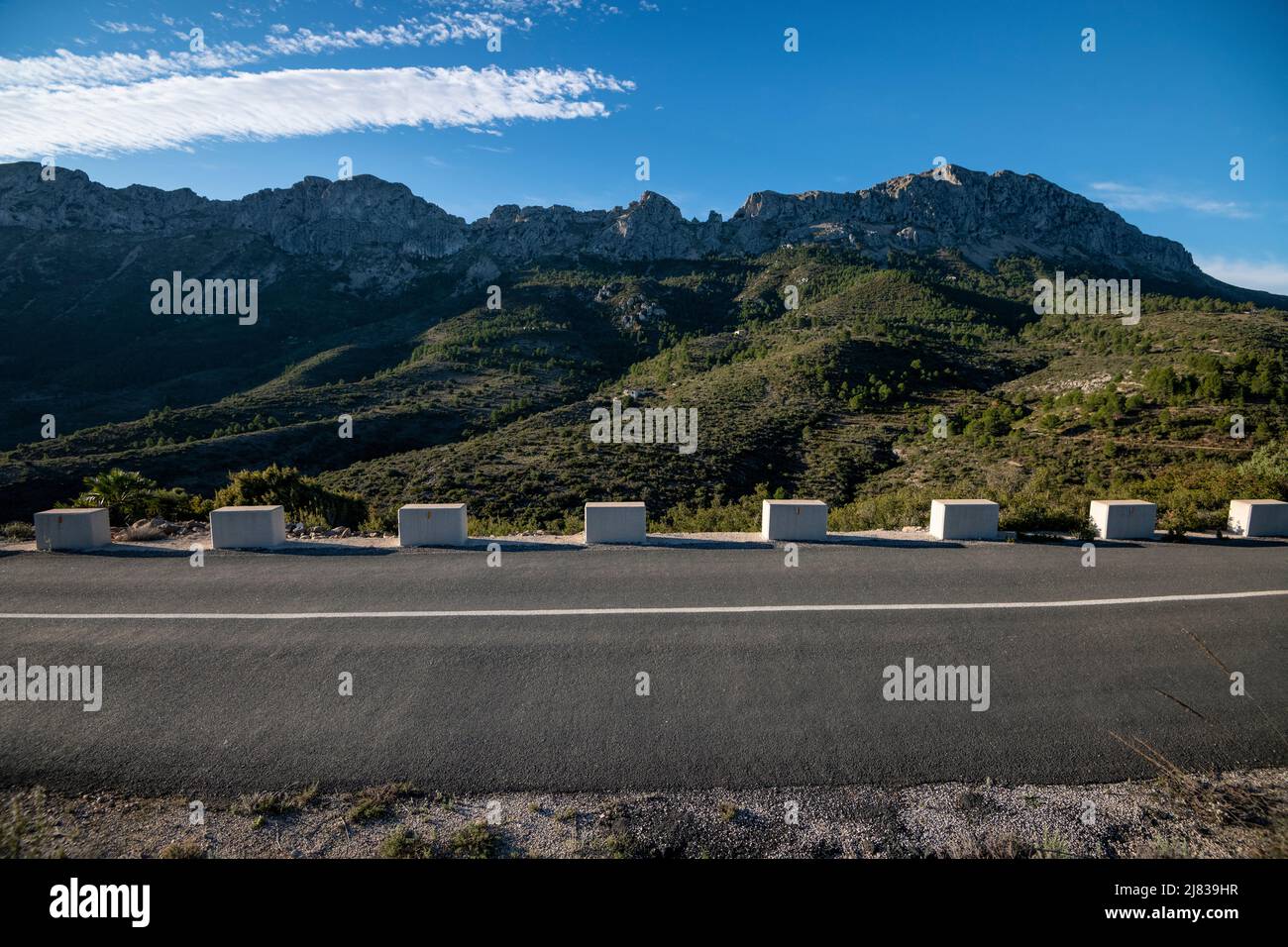 Winding mountain road between Jalon village and Bernia mountain, Marina ...