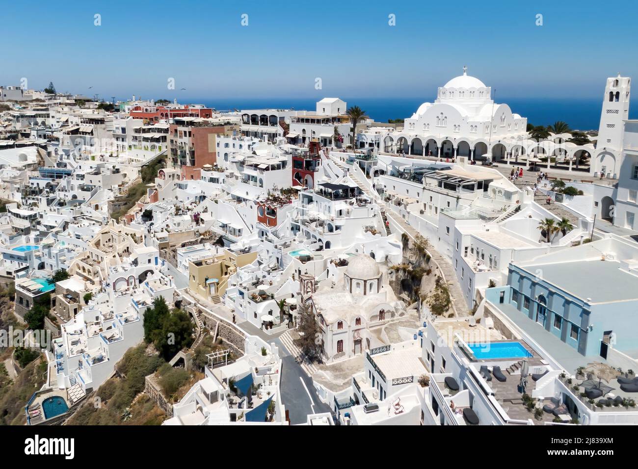 Classical Greek white buildings architecture on Santorini island ...