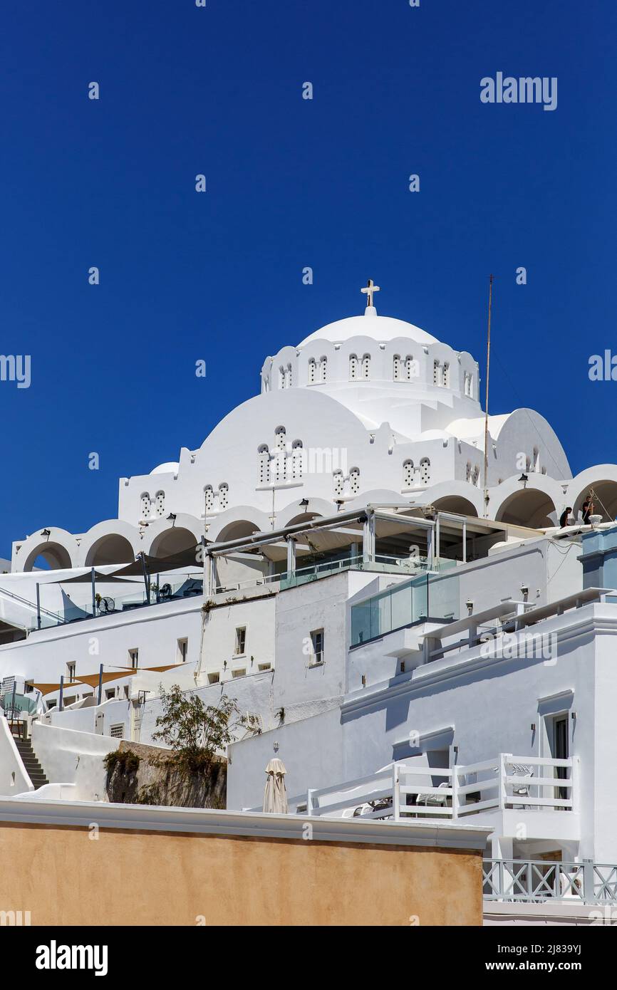 Classical Greek white buildings architecture on Santorini island ...