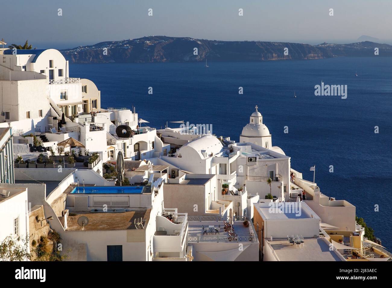 Classical Greek white buildings architecture on Santorini island ...