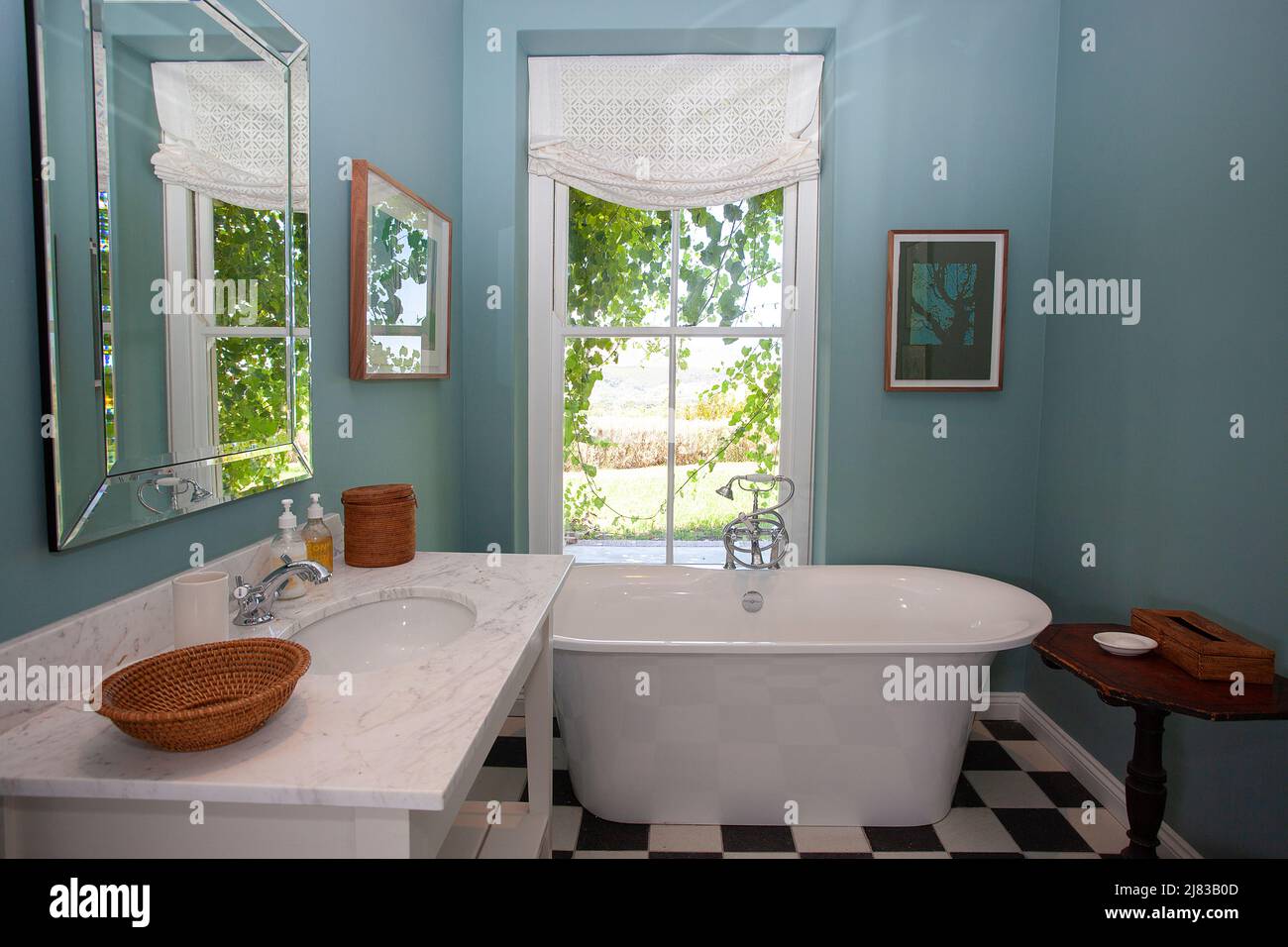 Tranquil Sophistication: The Duck Egg Blue Bathroom Stock Photo - Alamy