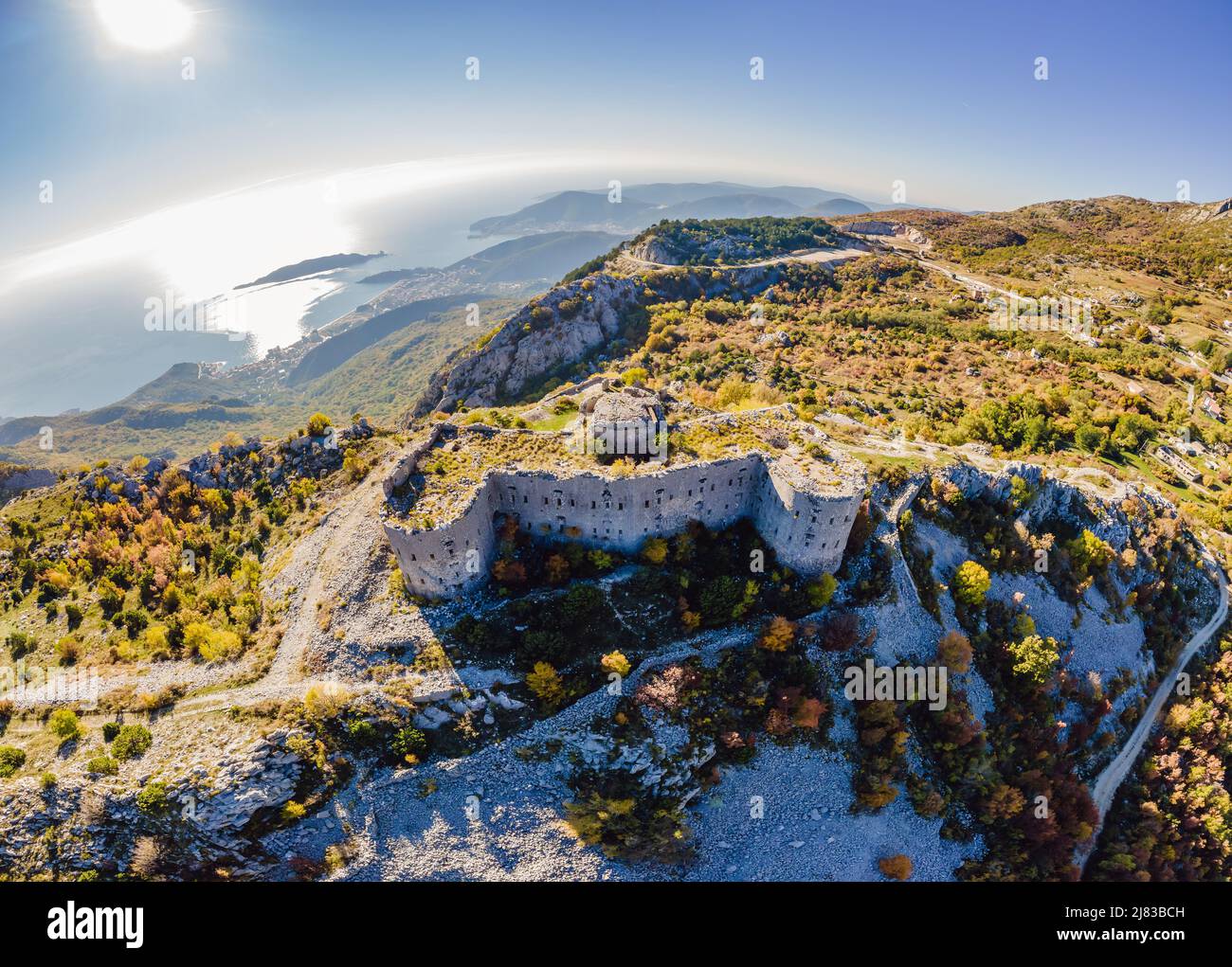 Collapsing tower of fortress Kosmac. Ancient Austro-Hungarian fortress ...