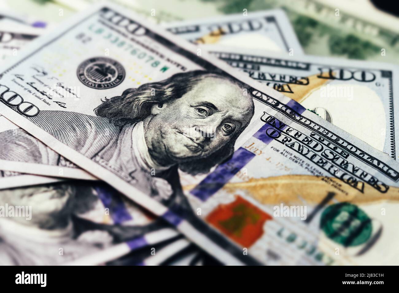 American paper dollar bills background. Hundred dollar banknotes ...