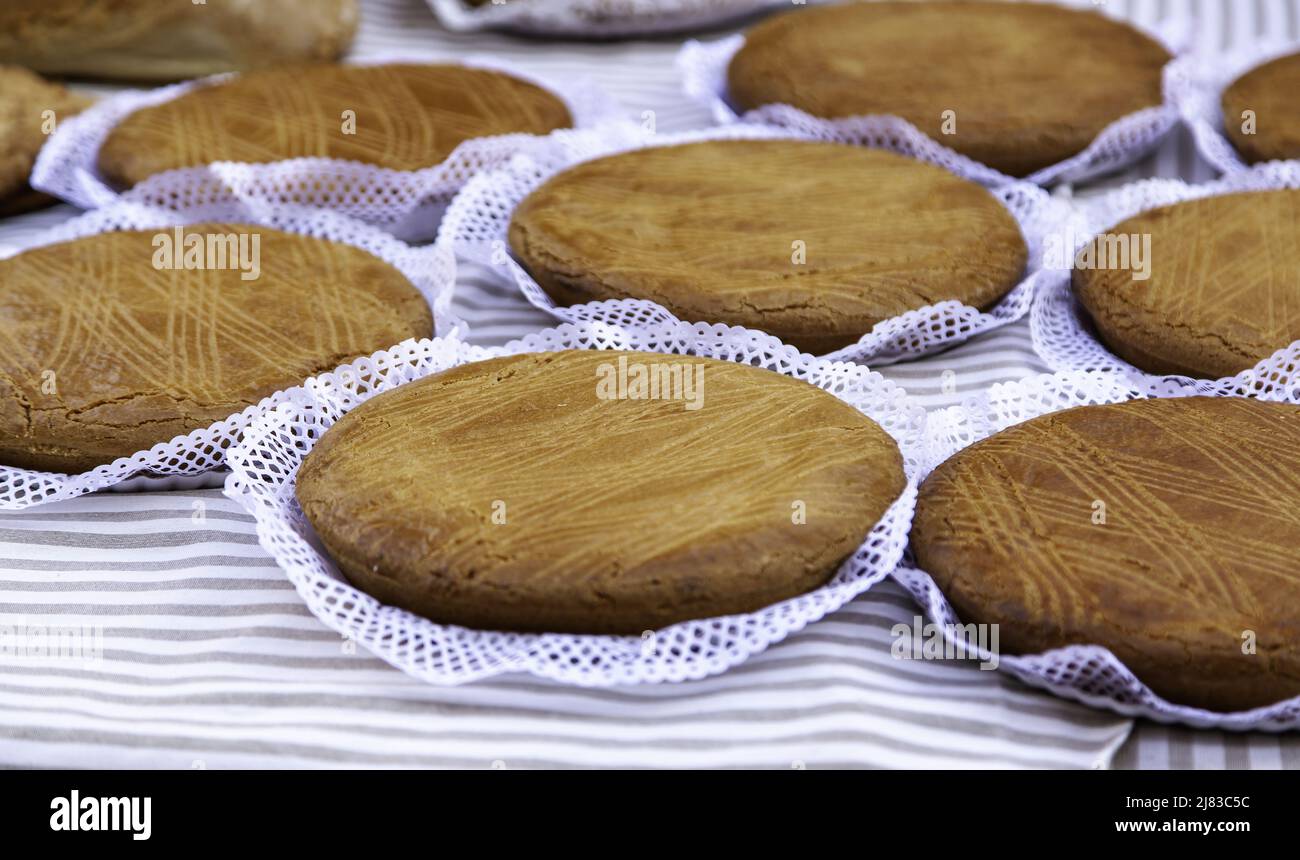Detail of typical sweet dessert from Spain, traditional pastry Stock ...