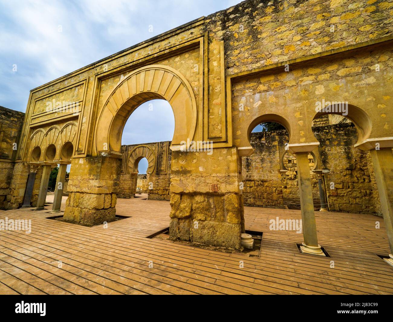 Ruins of the Upper Basilical Hall or Dar al-Jund, partly reconstructed ...