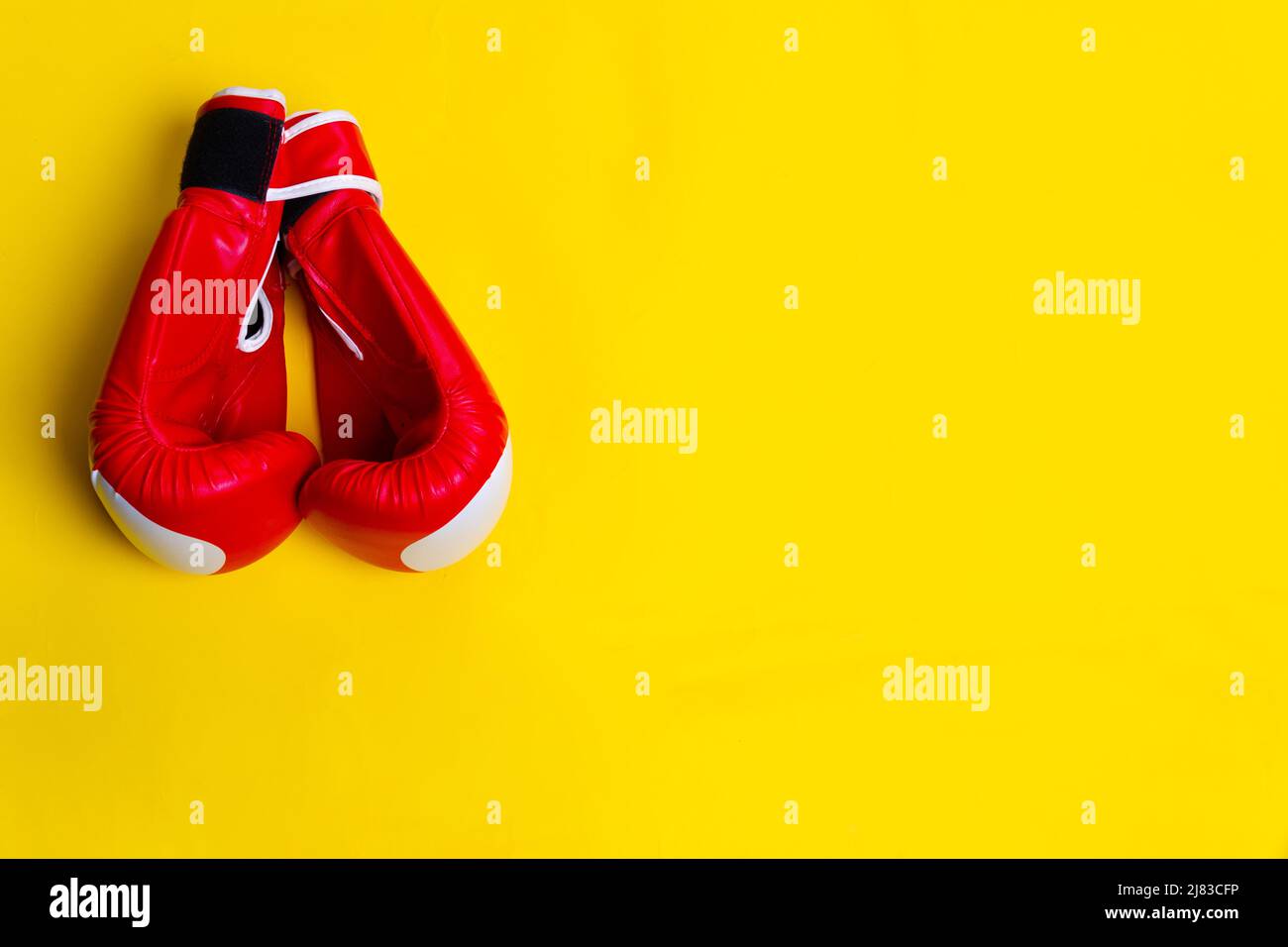 Red gloves space yellow boxer lue isolated iron cast, concept healthy ...