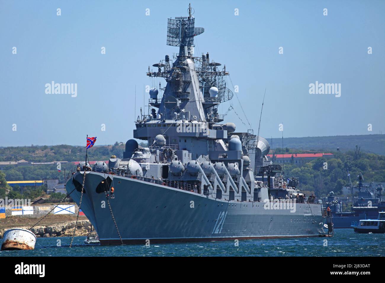 Sevastopol, Crimea - July 25, 2012: Military cruiser "Moscow" in ...
