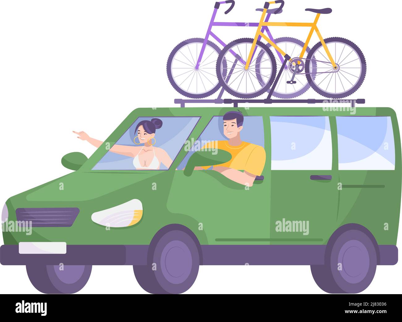 Bike Tourism Flat Composition With Man And Woman In Van With Bicycles bike-tourism-flat-composition-with-man-and-woman-in-van-with-bicycles