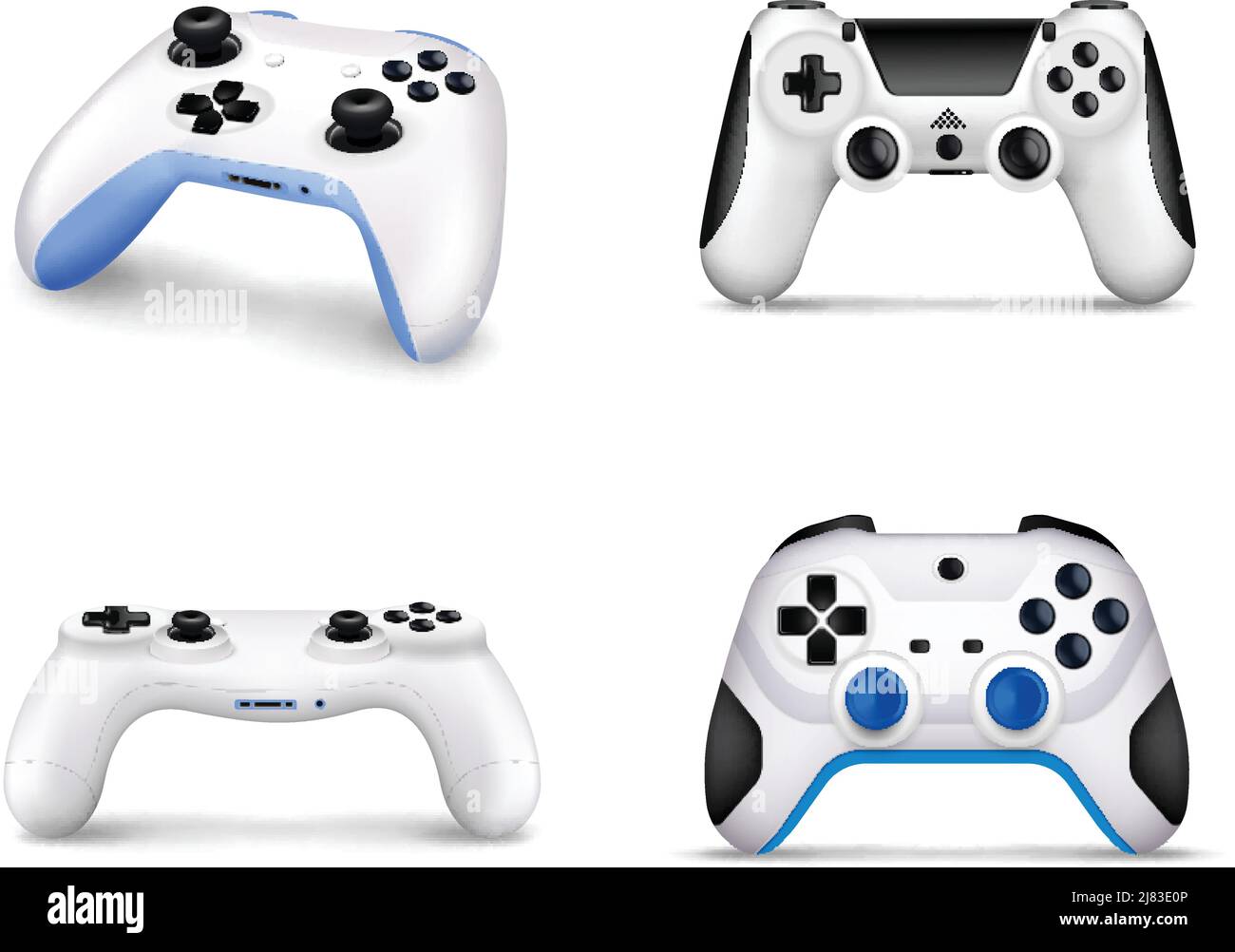 Realistic set of various models of controllers for video game console ...