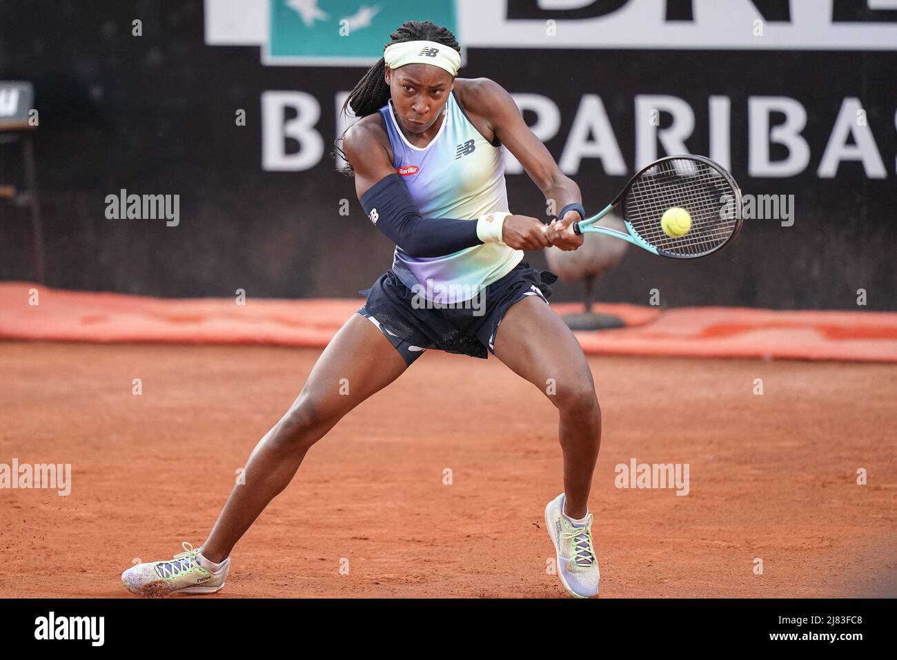 Coco Gauff in action during the Internazionali BNL D'Italia 2022 match ...