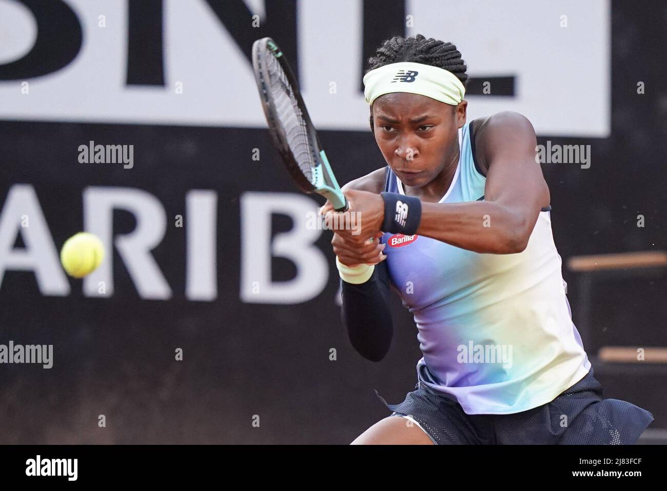 Coco Gauff in action during the Internazionali BNL D'Italia 2022 match ...