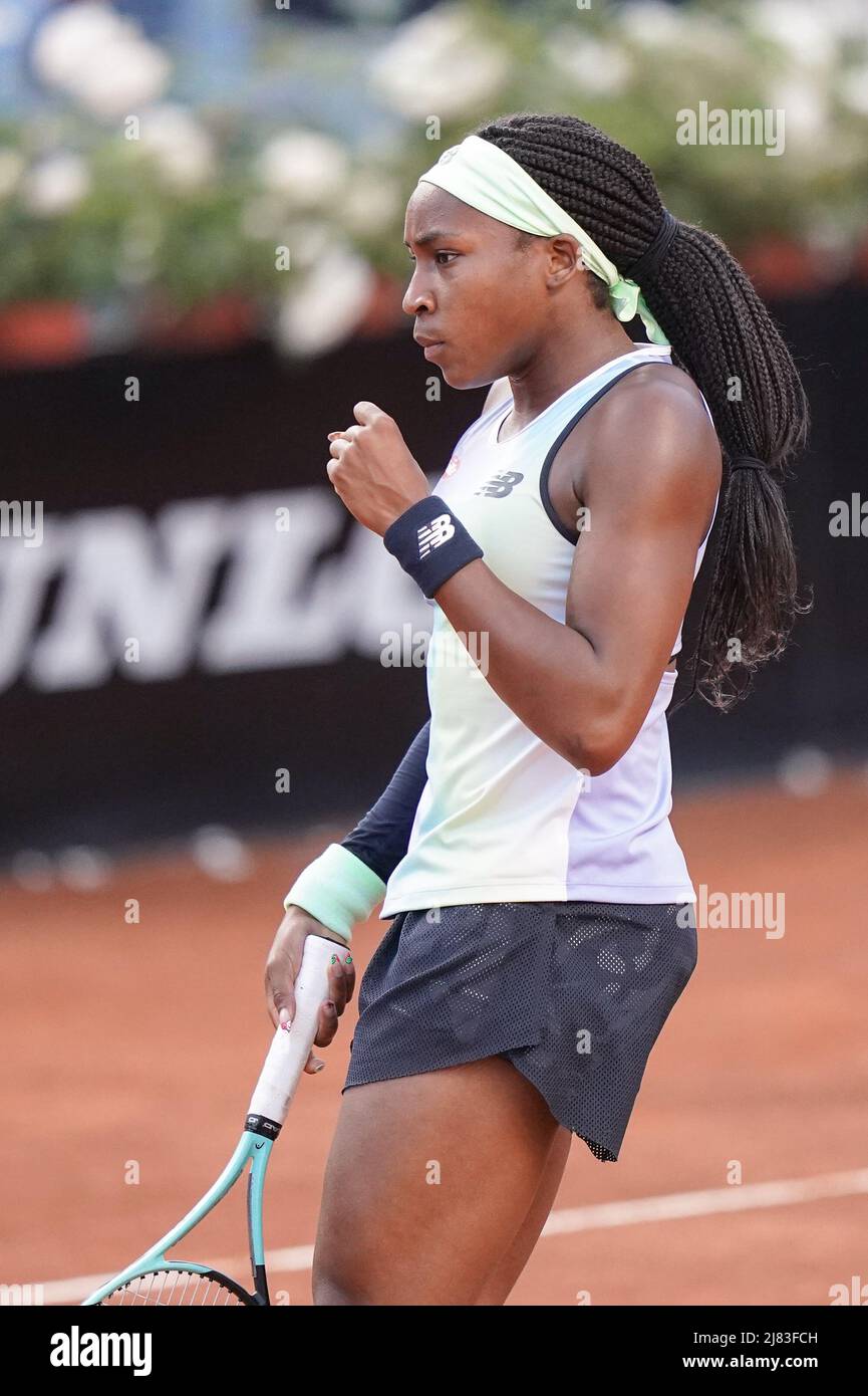 Coco Gauff celebrates during the Internazionali BNL D'Italia 2022 match ...