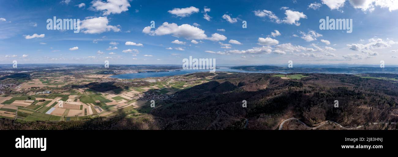 Large panorama photo, drone photo, drone shot, the area around Lake ...
