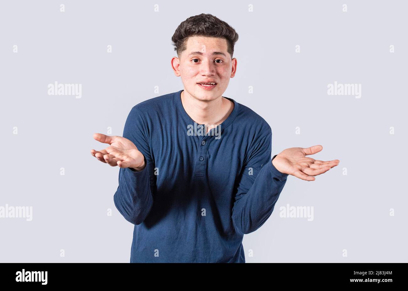 Man spreading palms, feeling clueless and uncertain, man spreading ...