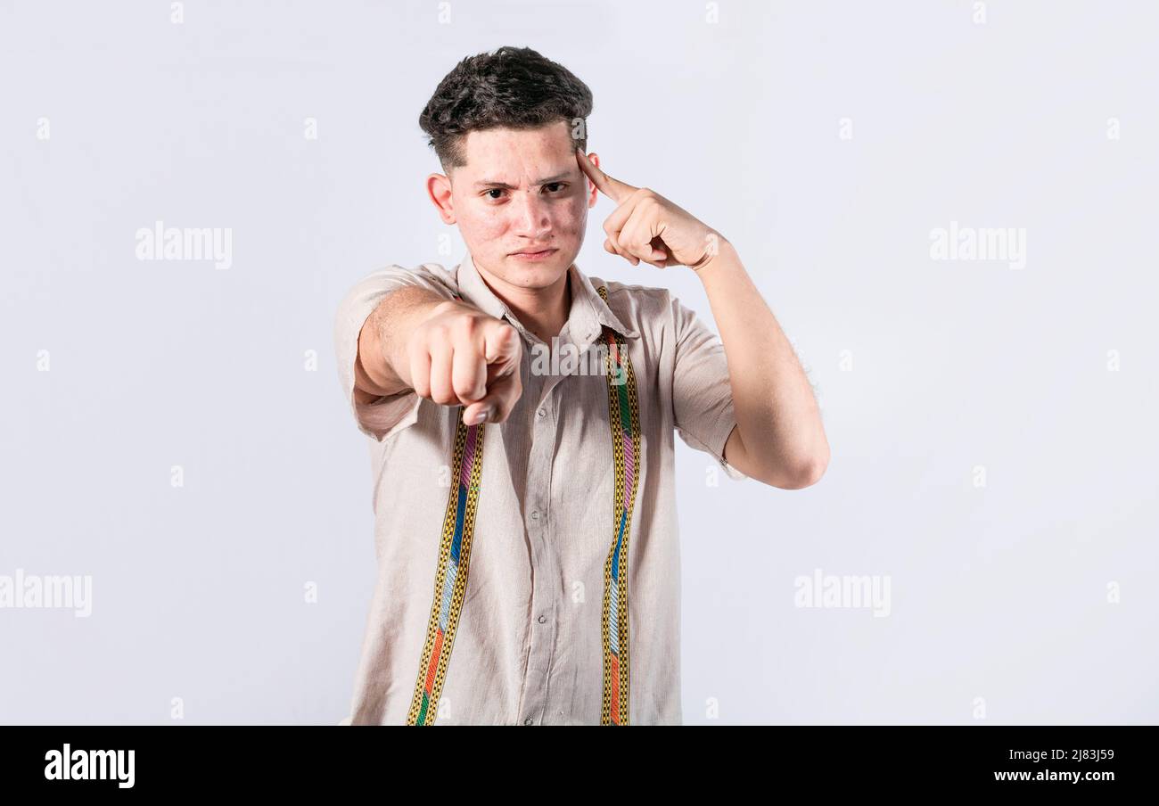 Bossy man pointing at camera, Annoyed angry man with finger pointing at ...