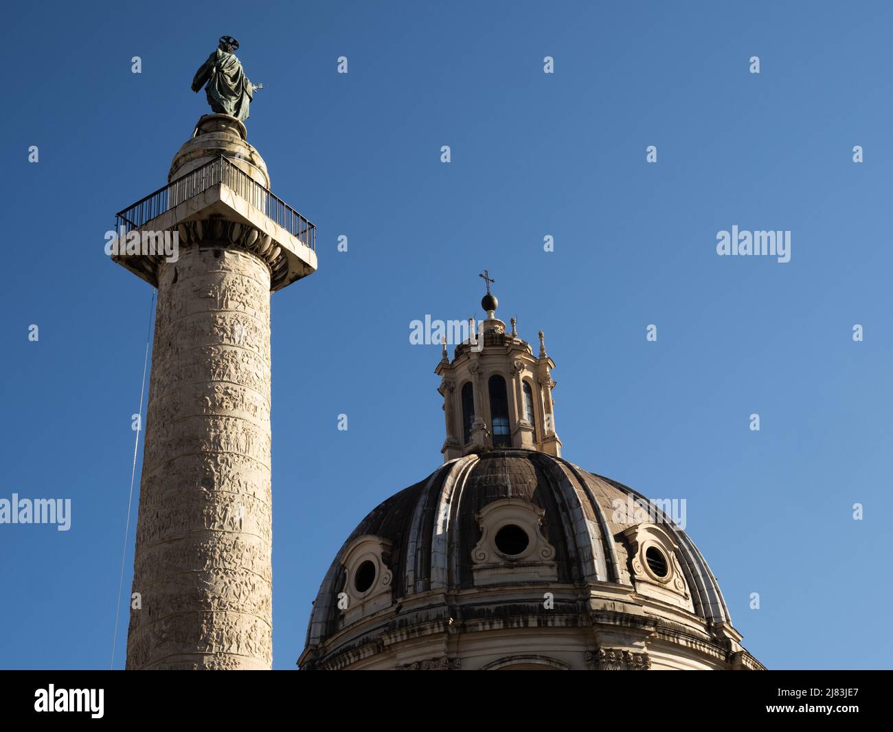 Trajan's Column and Dome of the Church of Santa Maria di Loreto, Rome ...