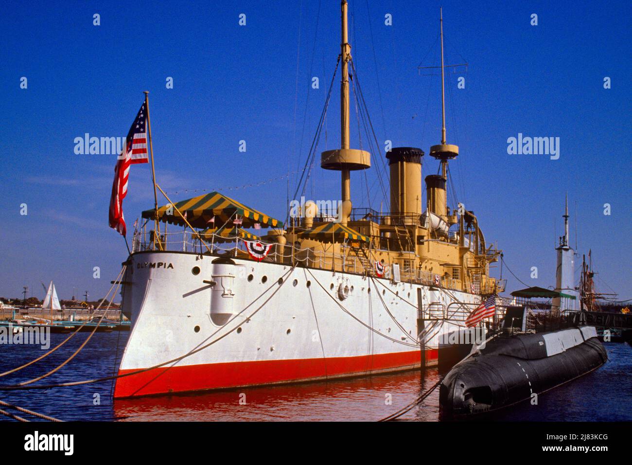 1990s USS OLYMPIA ADMIRAL DEWEY'S FLAGSHIP DURING THE SPANISH AMERICAN ...