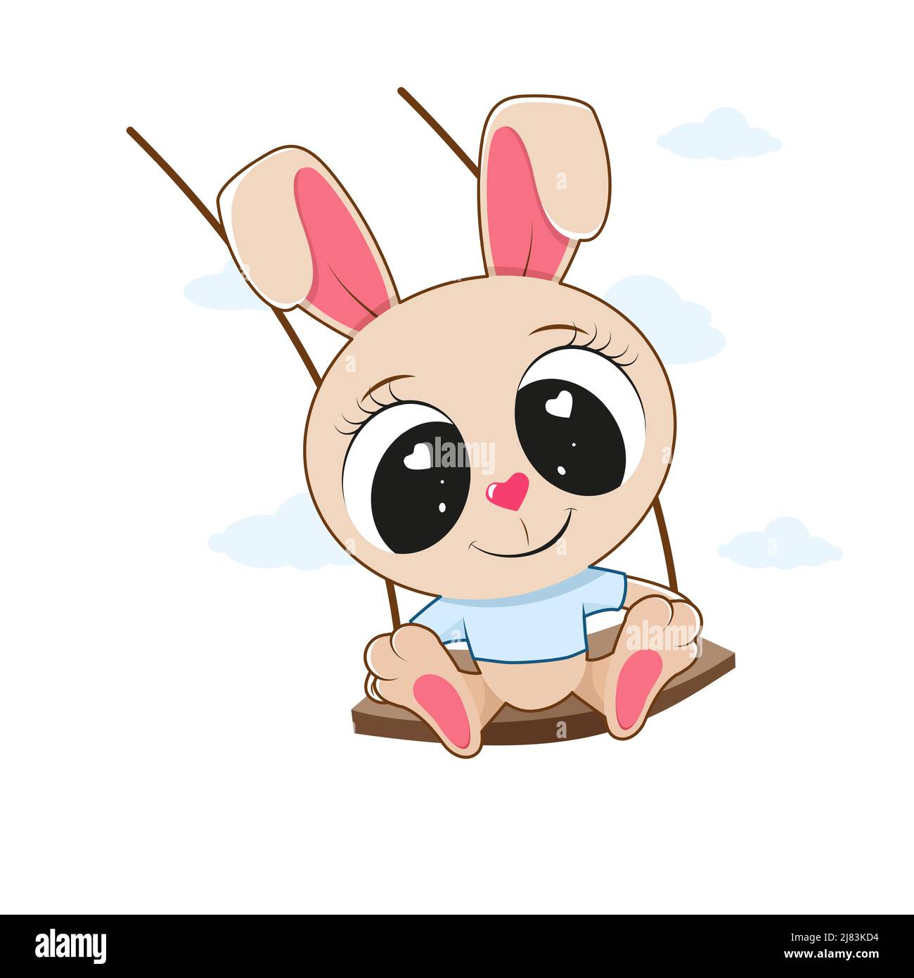 Cute Cartoon Bunny who rides on a swing Stock Vector Image & Art - Alamy