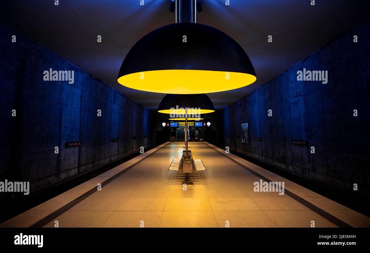 Westfriedhof, underground station, modern architecture, Munich, Germany ...