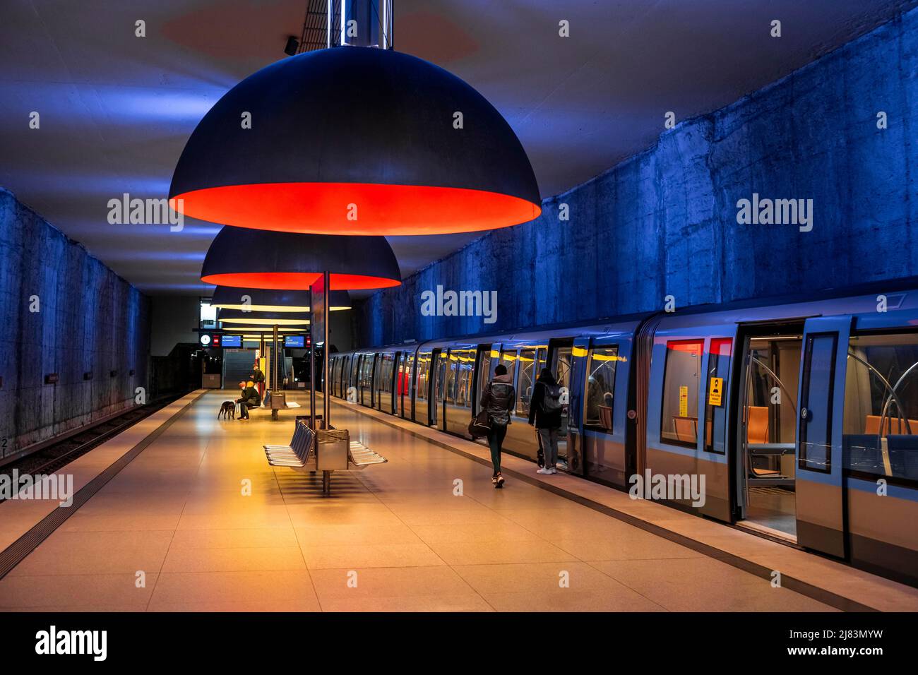 Westfriedhof, underground station, modern architecture, Munich, Germany ...