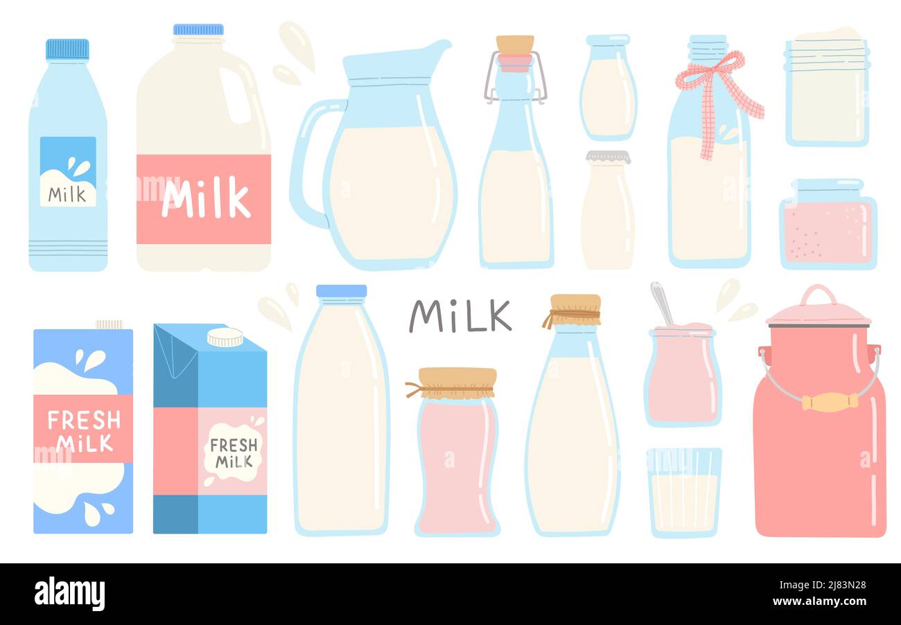 Milk dairy set for National dairy month, vector Stock Vector Image ...