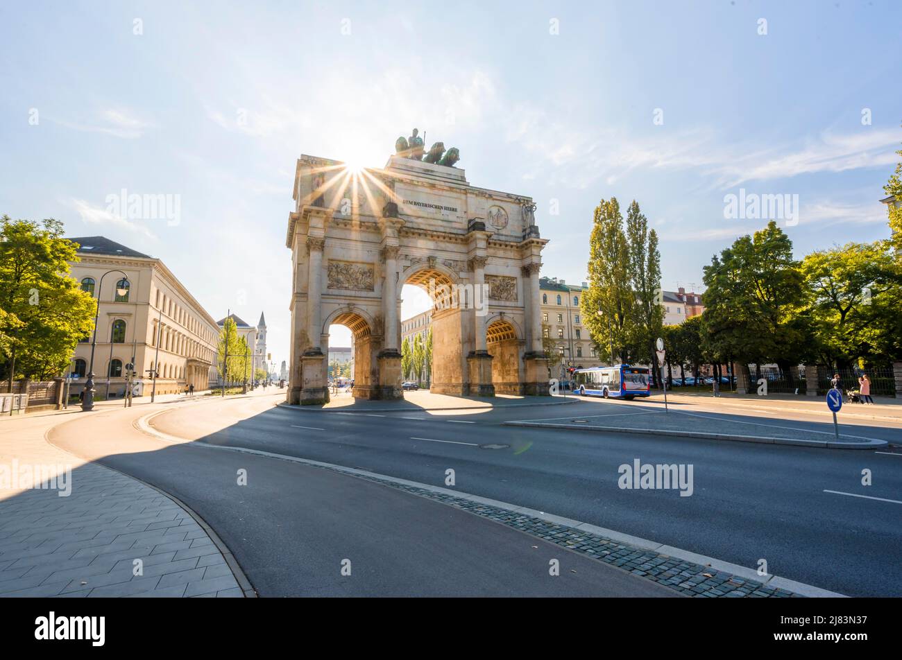 Sun Star, Siegestor and Leopoldstrasse, Neoclassical architecture ...
