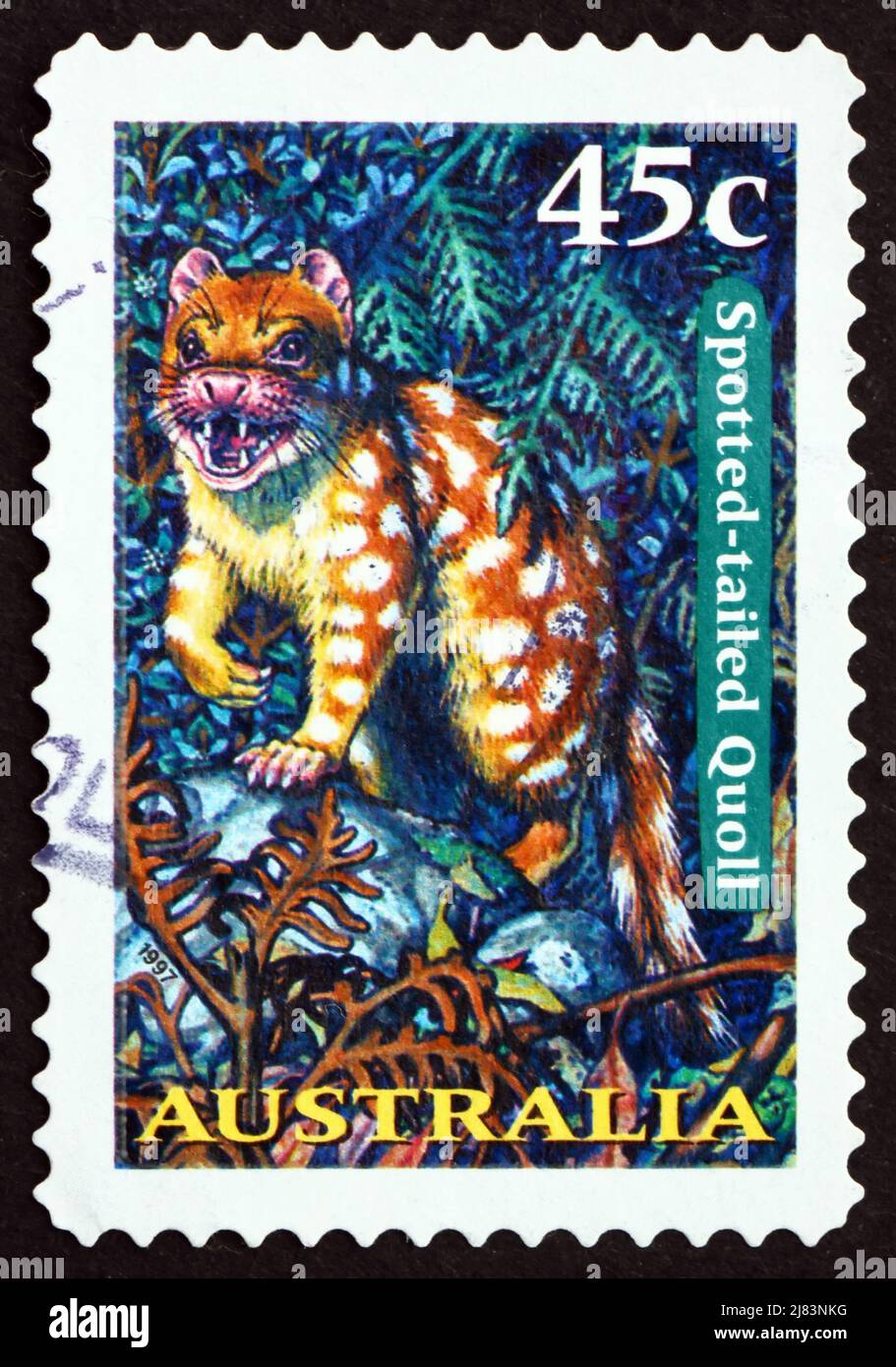 AUSTRALIA - CIRCA 1997: a stamp printed in the Australia shows Spotted ...