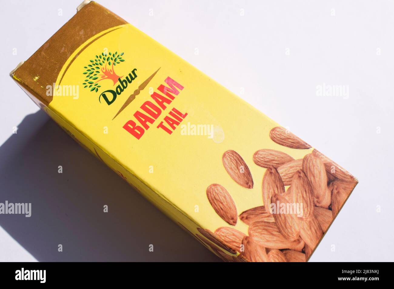 Dabur Pure Almond oil or Badam tail box bottle packet in yellow color ...