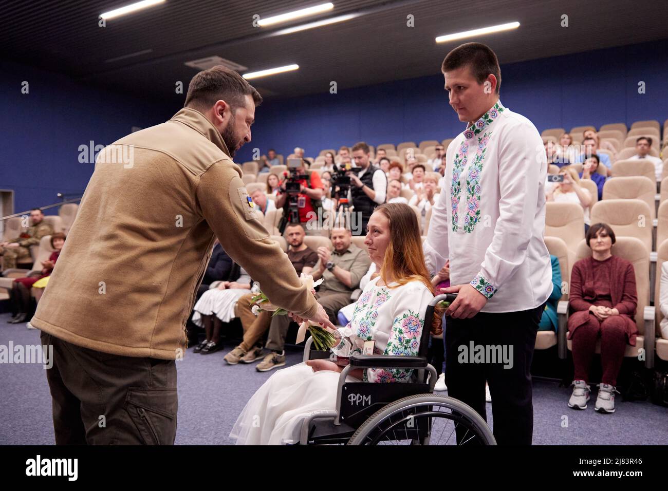 Kyiv, Ukraine. 12th May, 2022. Ukrainian President Volodymyr Zelenskyy ...