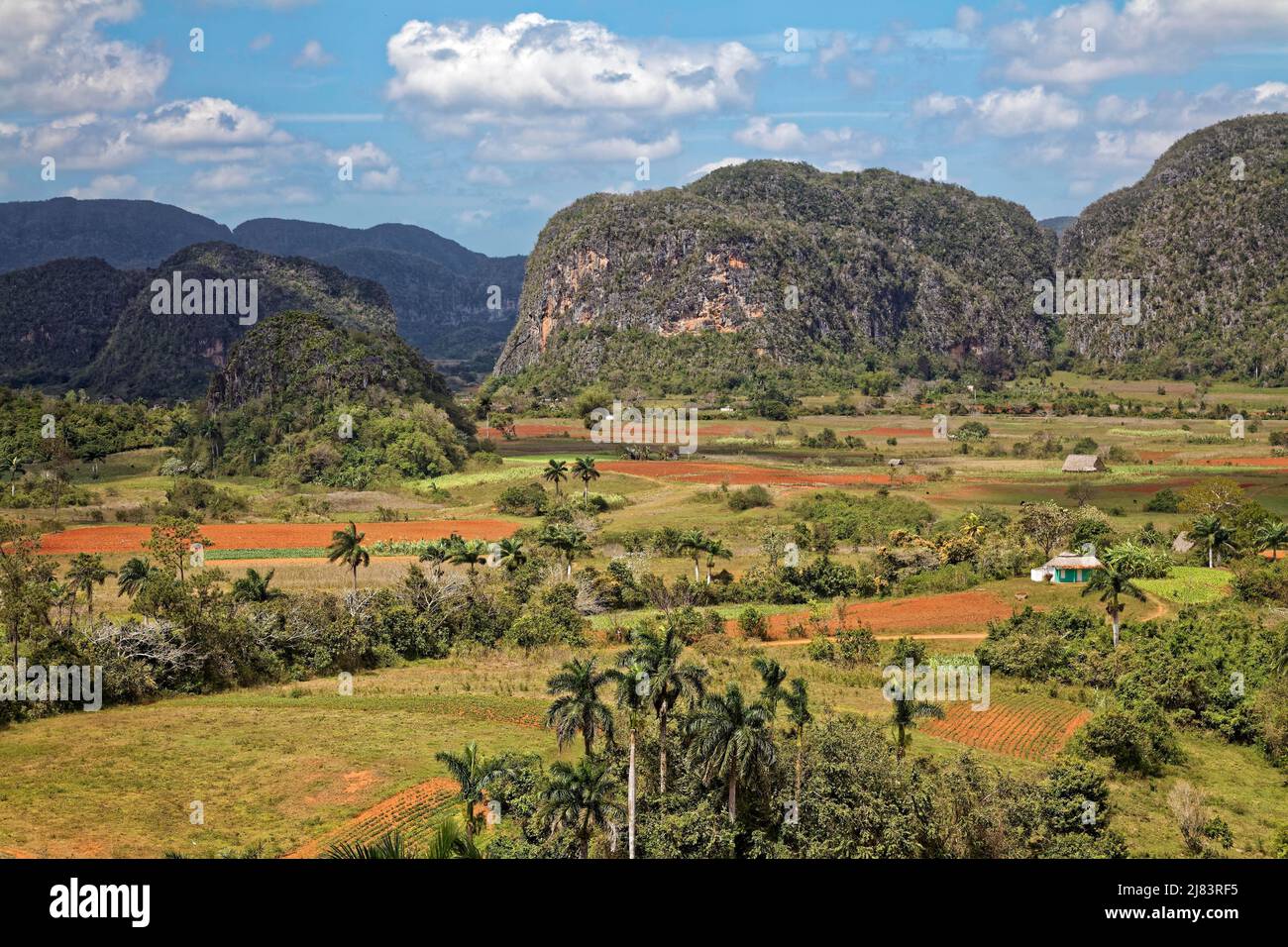 View from the Mirador Los Jazmines viewpoint of the landscape, Vinales ...